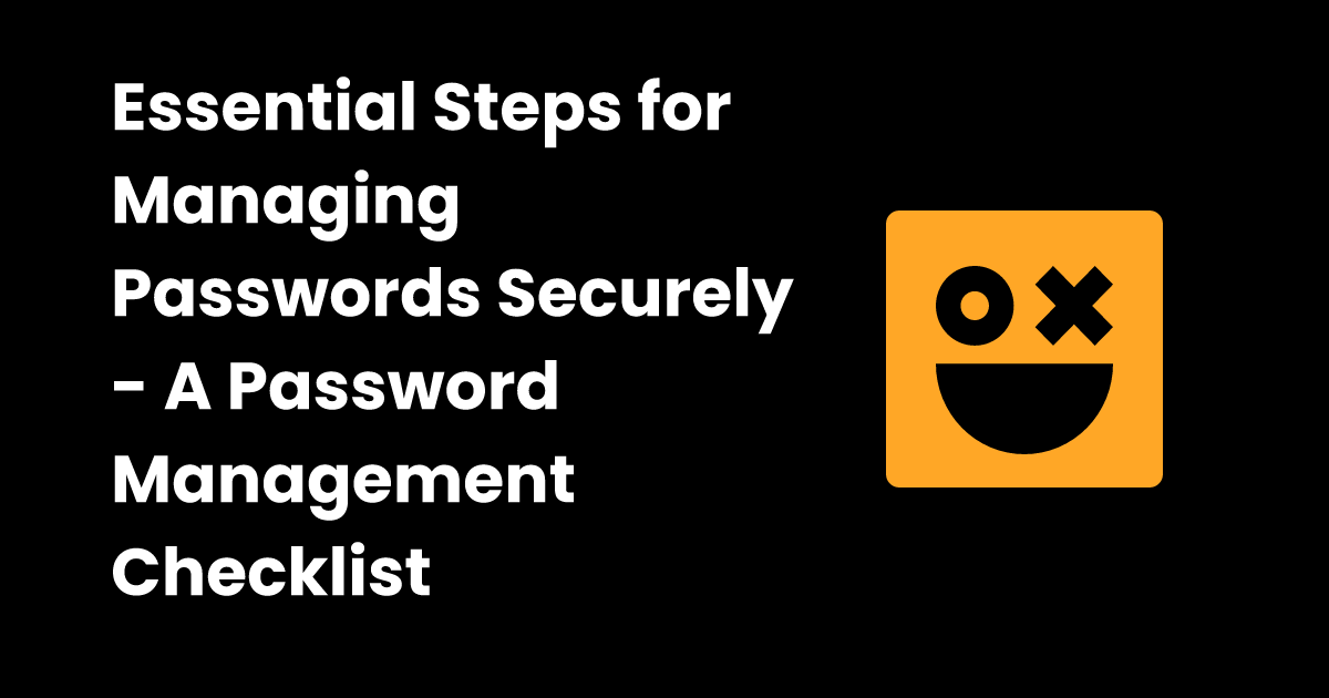 Password Management Checklist 